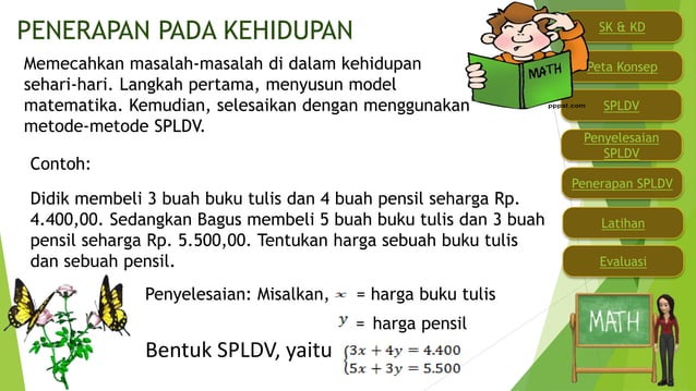 Sistem persamaan linear dua variabel (spldv) | PPTX