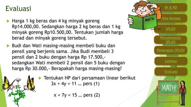 Sistem persamaan linear dua variabel (spldv) | PPTX