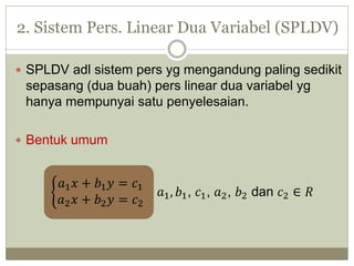 Sistem persamaan linear (spl) | PPTX