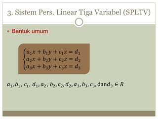 Sistem persamaan linear (spl) | PPTX