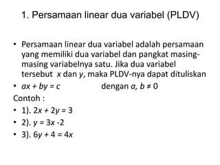 Sistem persamaan linier dua variabel (spdlv) | PPTX