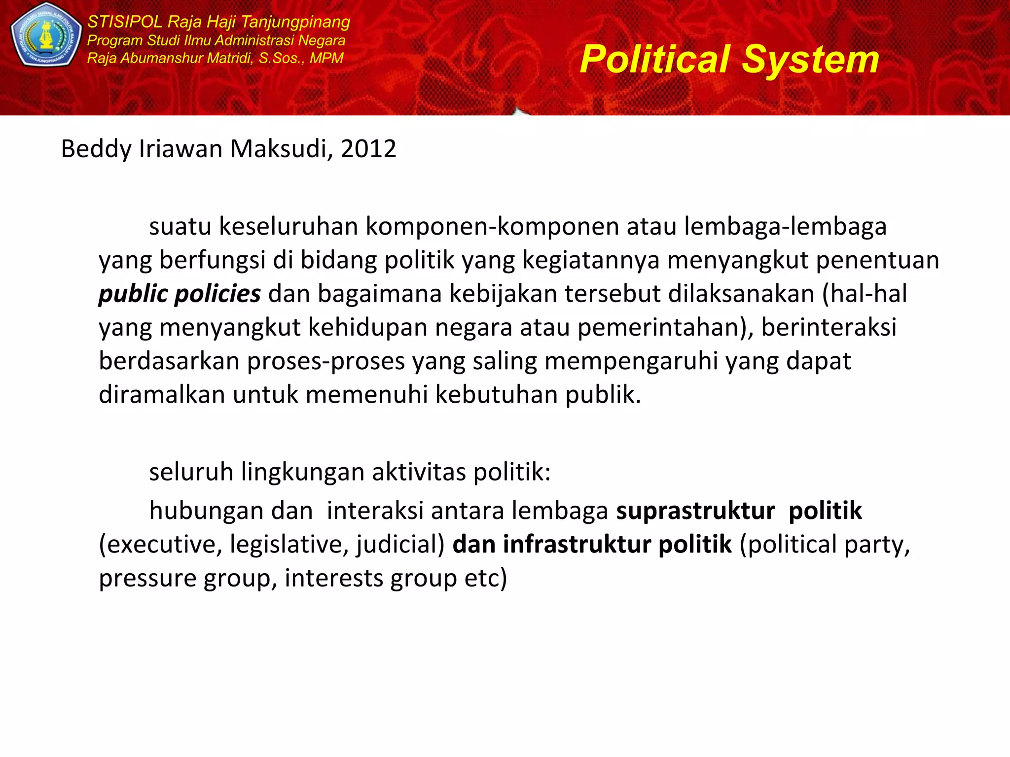 Sistem Politik Indonesia (A Basic Concept) | PPS