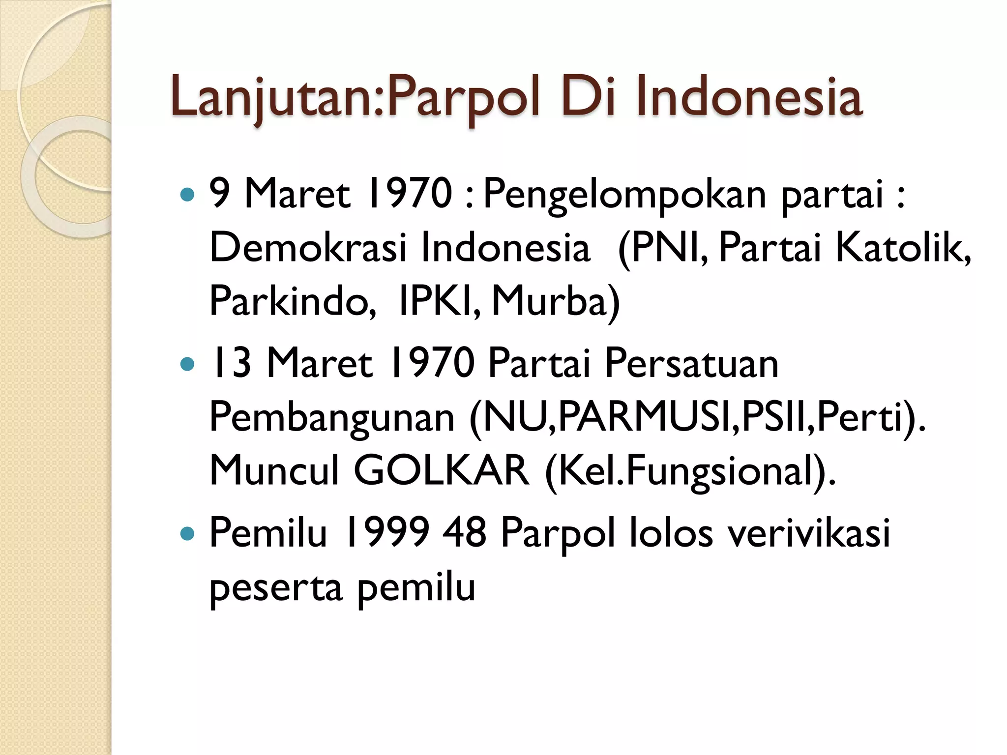 Sistem Politik Indonesia PARPOL | PDF