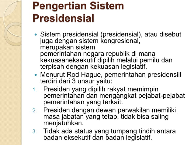 Sistem presidensial | PPT