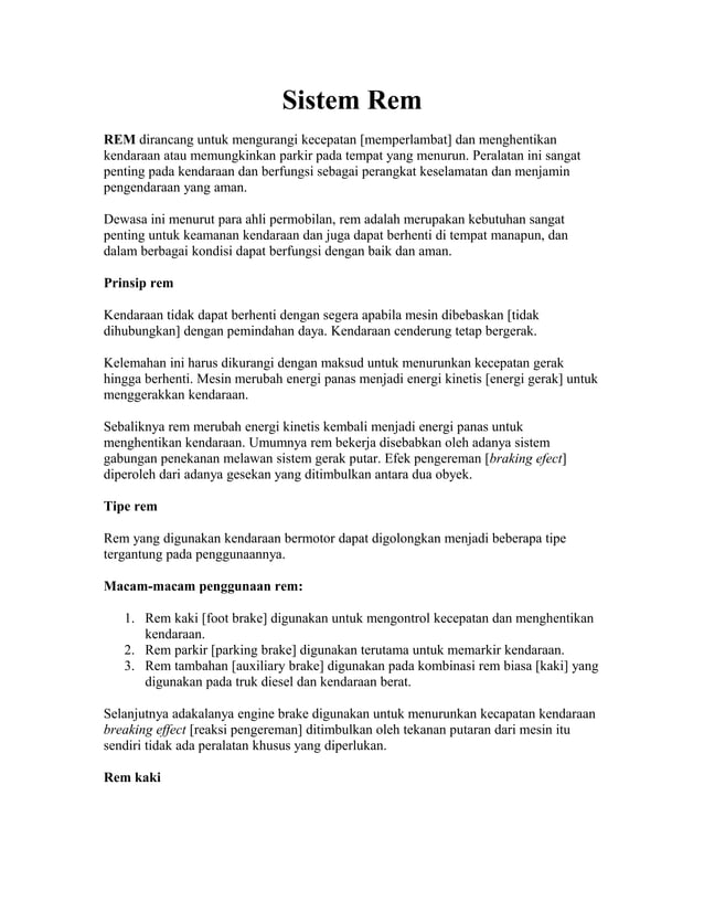 Sistem rem[1] | PDF