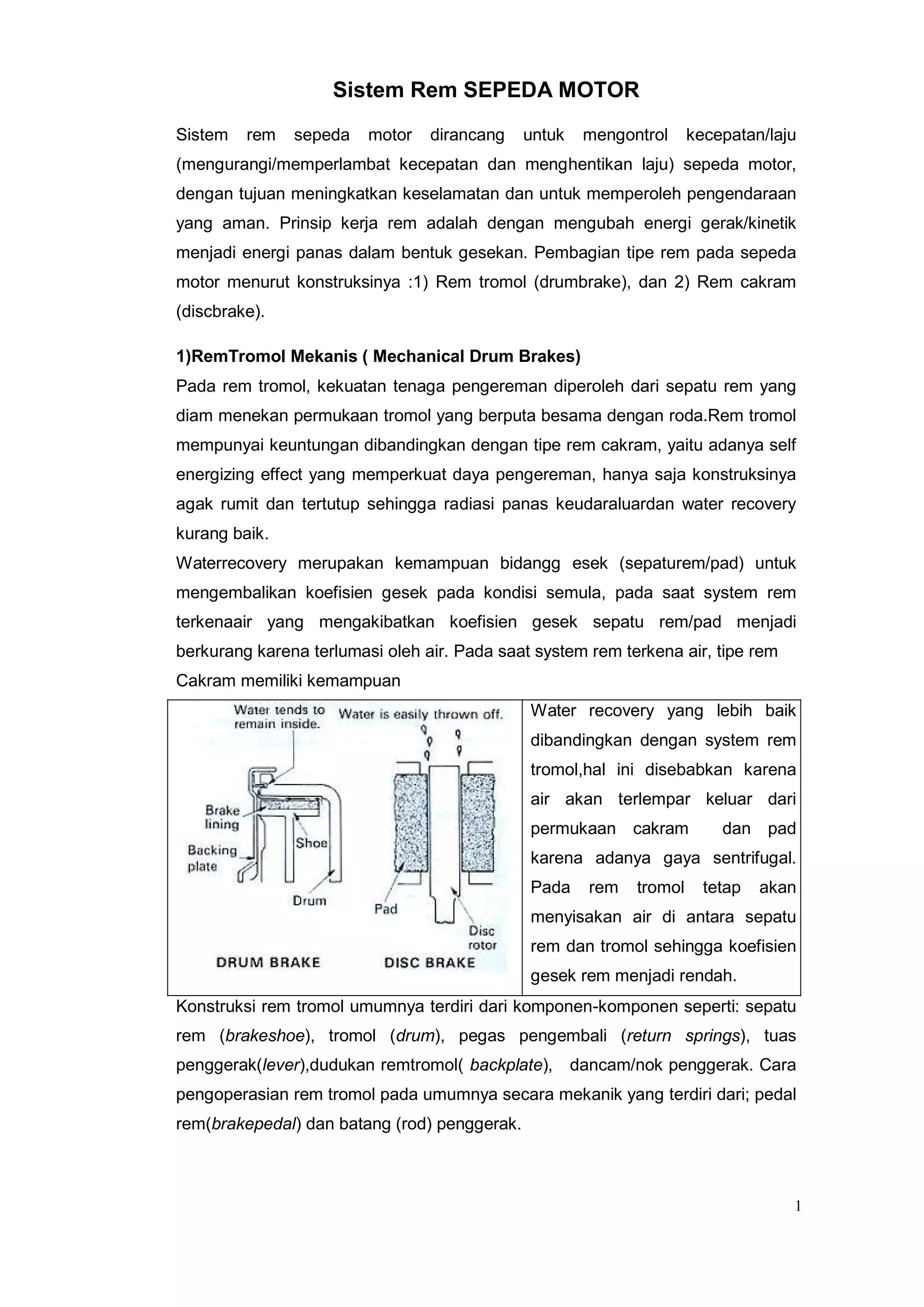 Sistem rem sepeda moto | PDF
