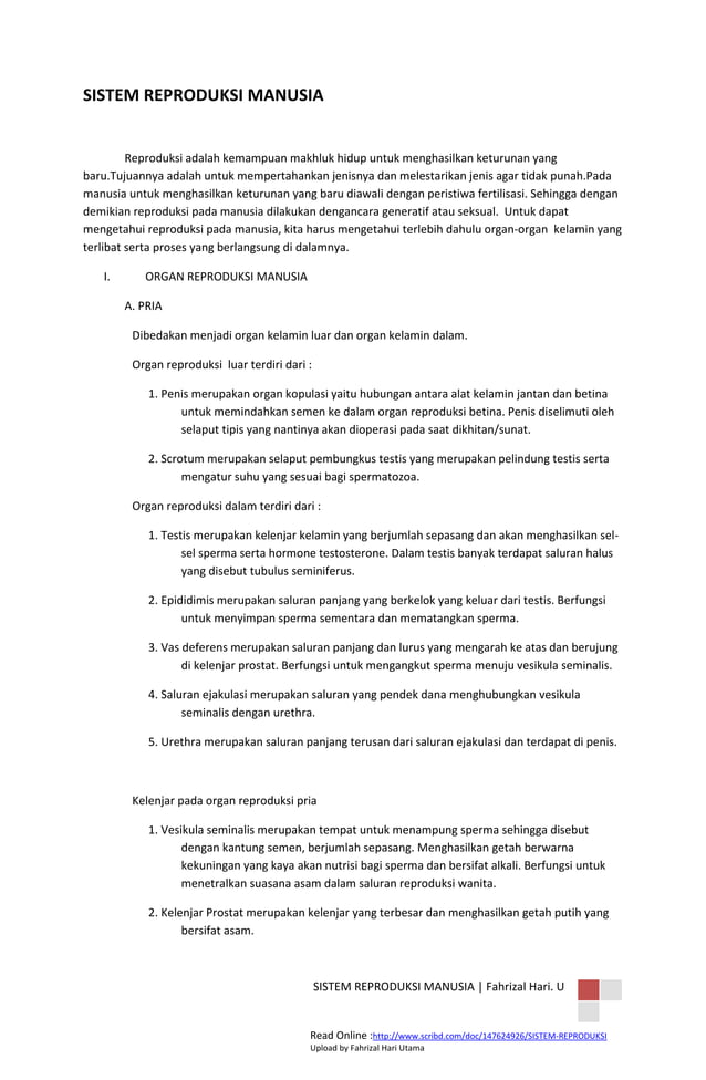 BIOLOGI Sistem reproduksi | PDF