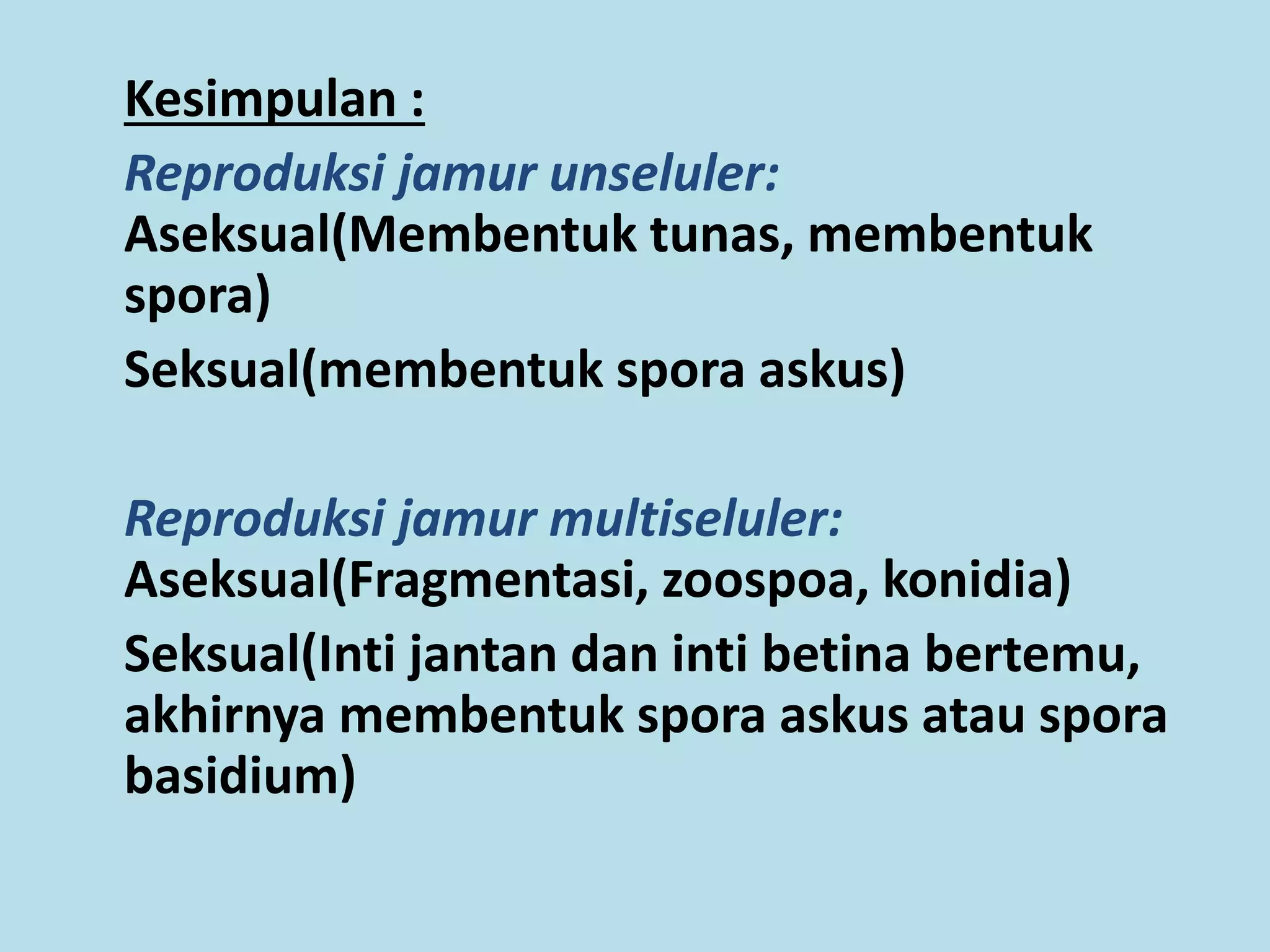 Materi Tentang Sistem Reproduksi fungi/ Jamur | PPTX