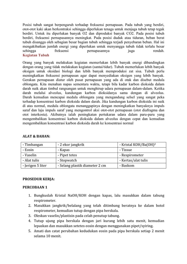 LAPORAN PRAKTIKUM SISTEM RESPIRASI | DOCX