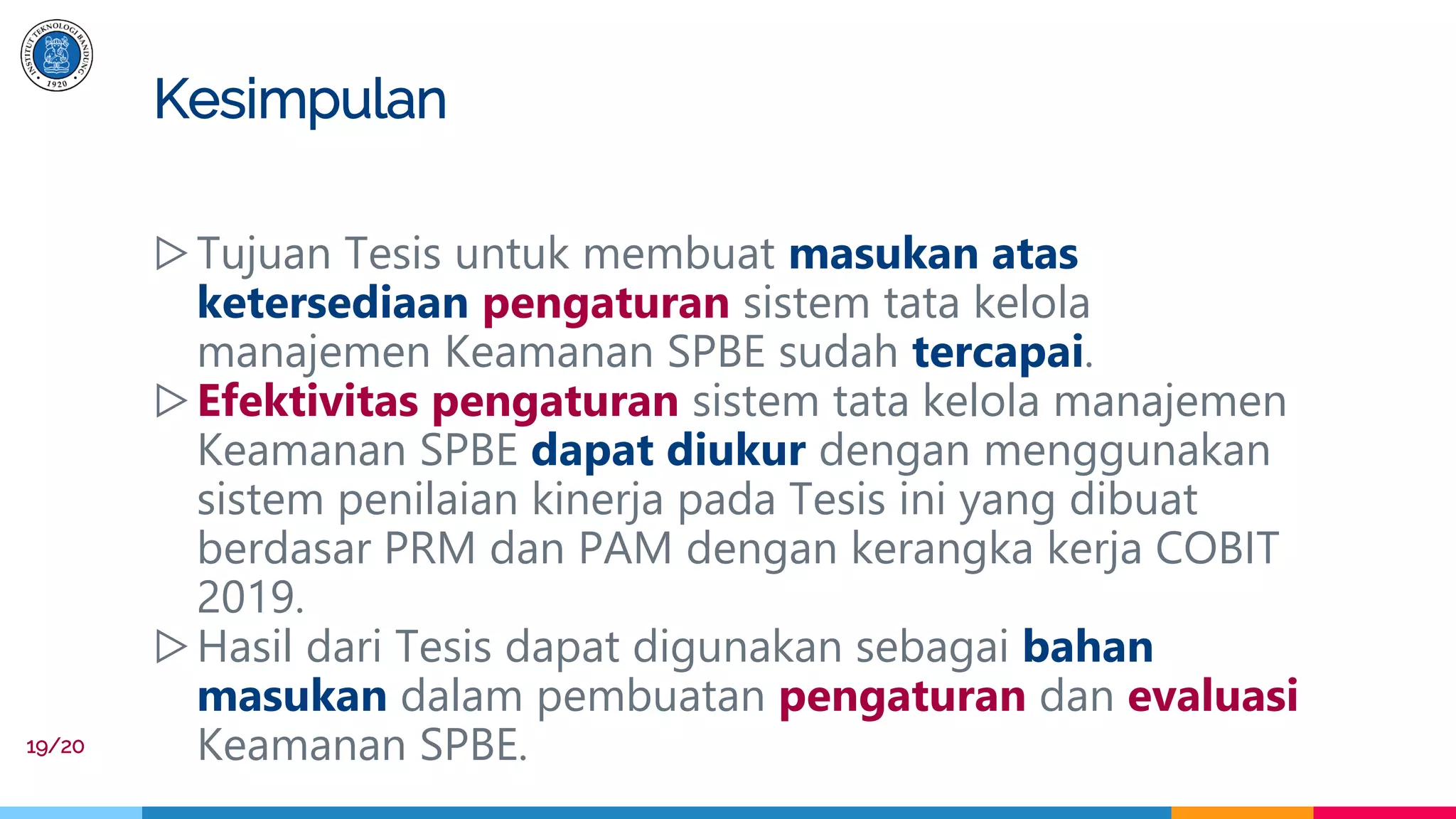 Sistem Tata Kelola Keamanan Informasi SPBE menggunakan COBIT 2019 | PDF