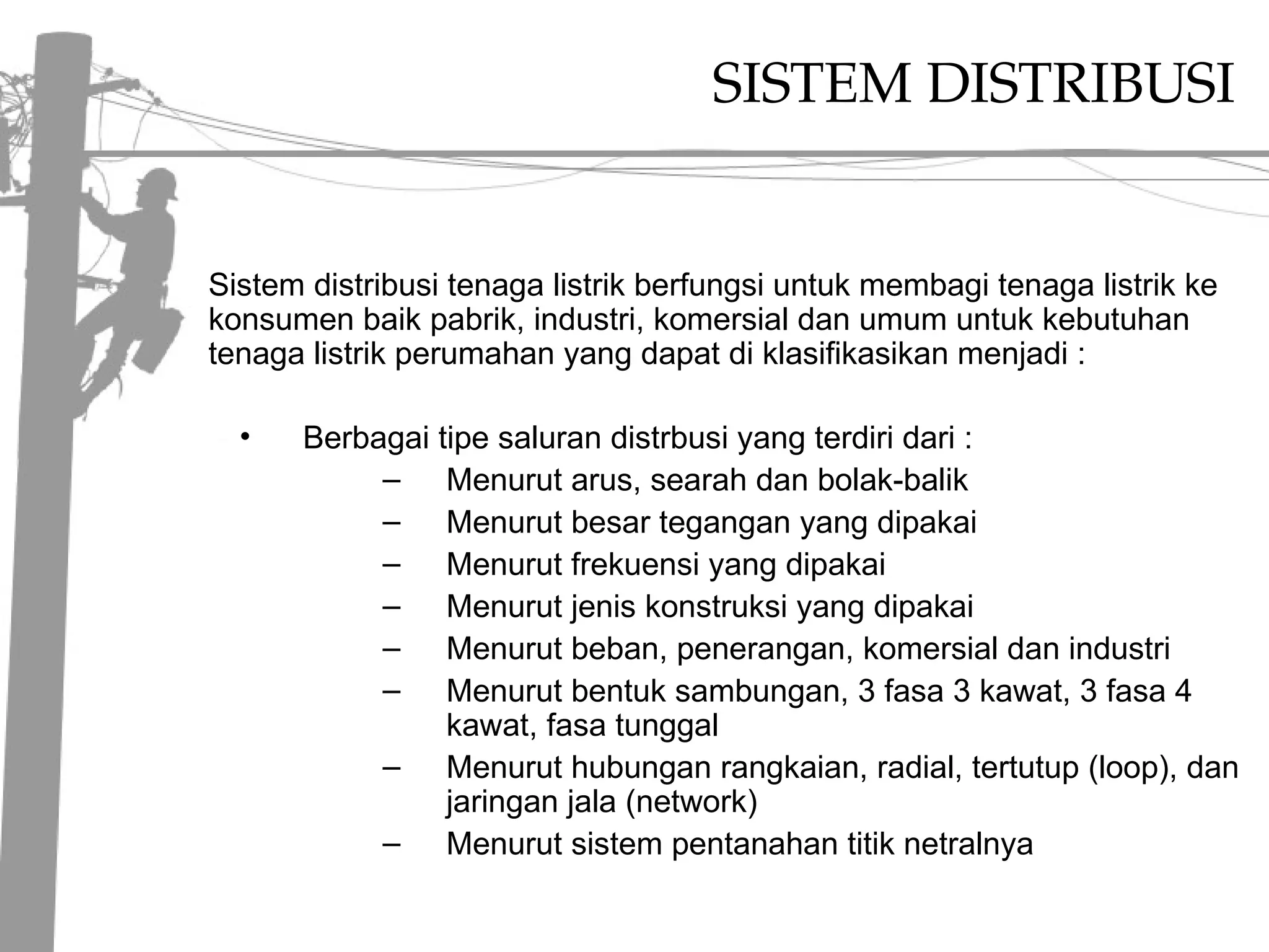 sistem tenaga listrik pada jaringan distribusi | PPT