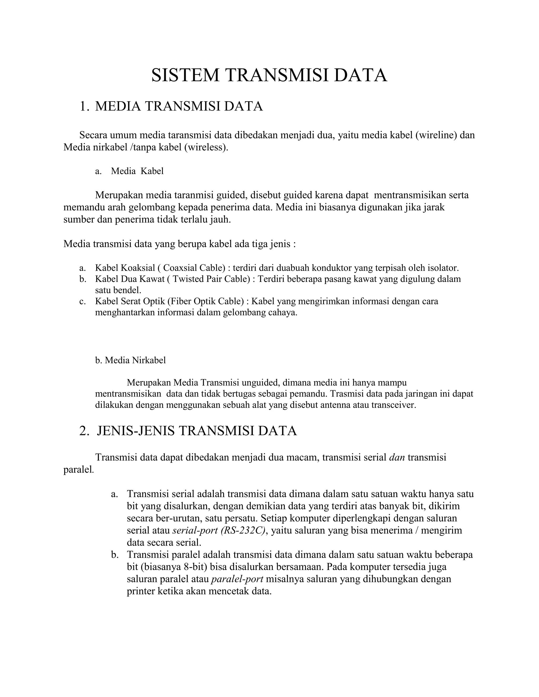 Sistem transmisi data | DOCX