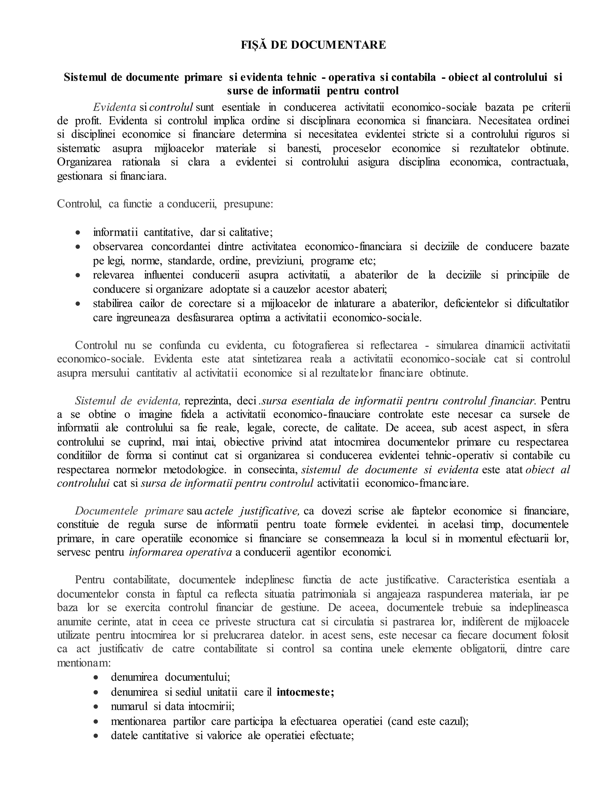 Sistemul de documente primare m4 | DOC