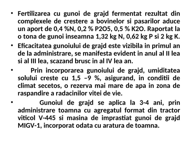 SISTEMUL DE FERTILIZARE LA CULTURA VITEI DE VIE ECOLOGICĂ.ppt