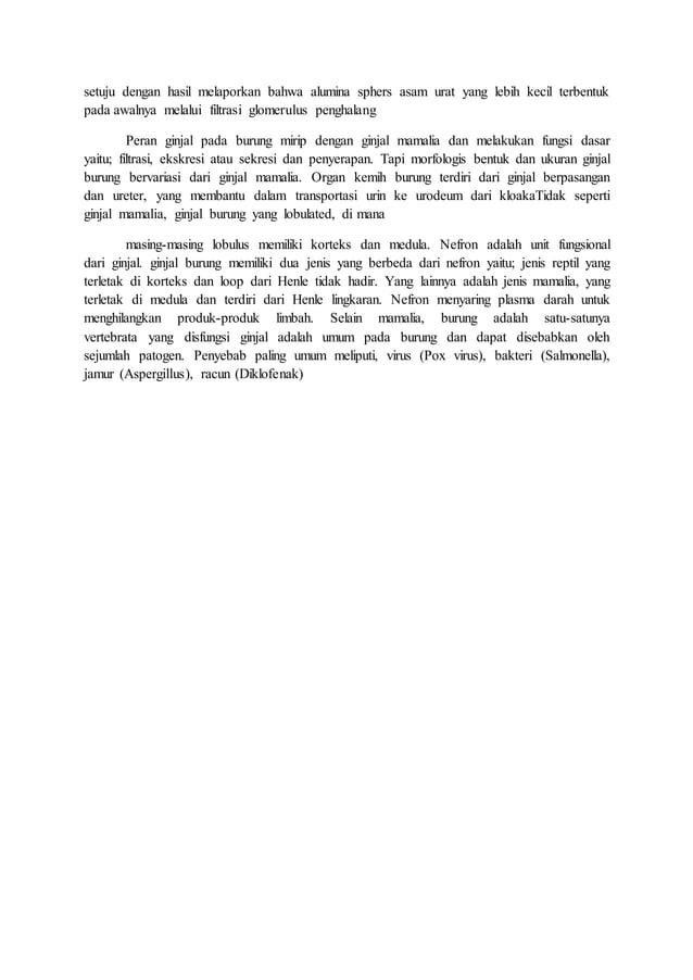 Sistem urogenital pada merpati | DOCX