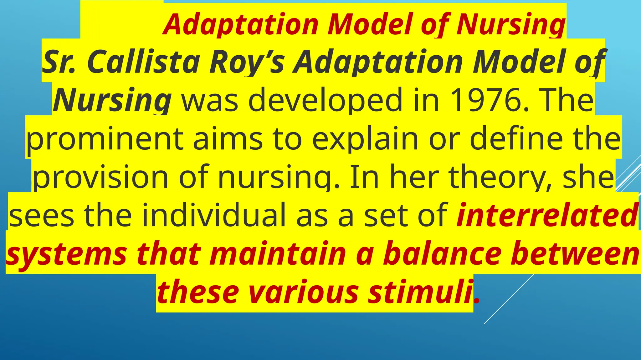 Sister-Callista-Roy The Adaptation model theory | PPTX