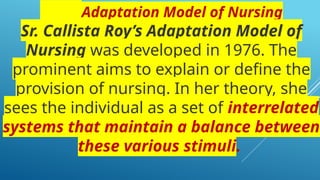 Sister-Callista-Roy The Adaptation model theory | PPTX