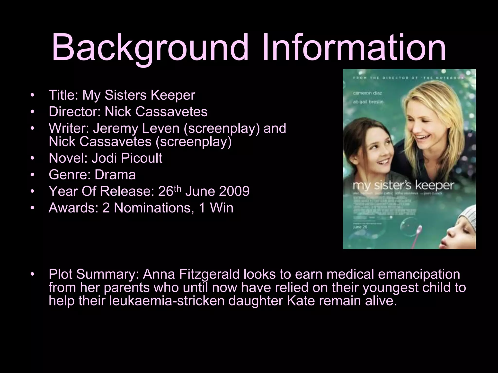 film opening analysis - my sisters keeper | PPT