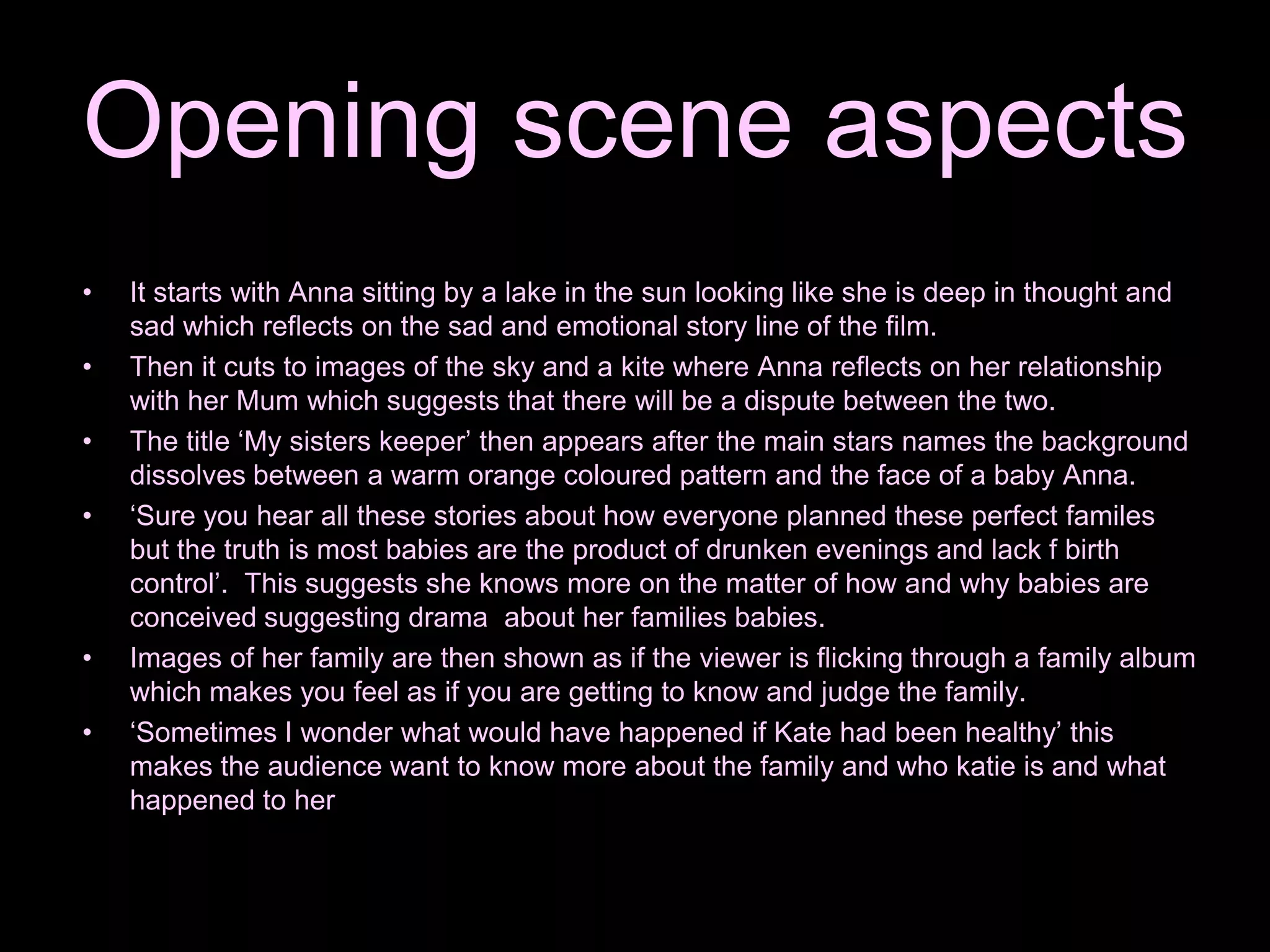 film opening analysis - my sisters keeper | PPT