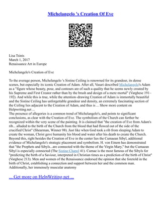 Sistine Chapel Ceiling Research Paper | PDF