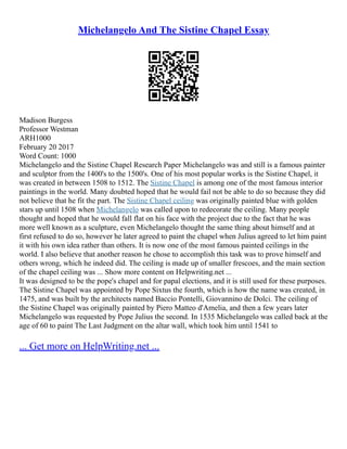 Sistine Chapel Ceiling Research Paper | PDF