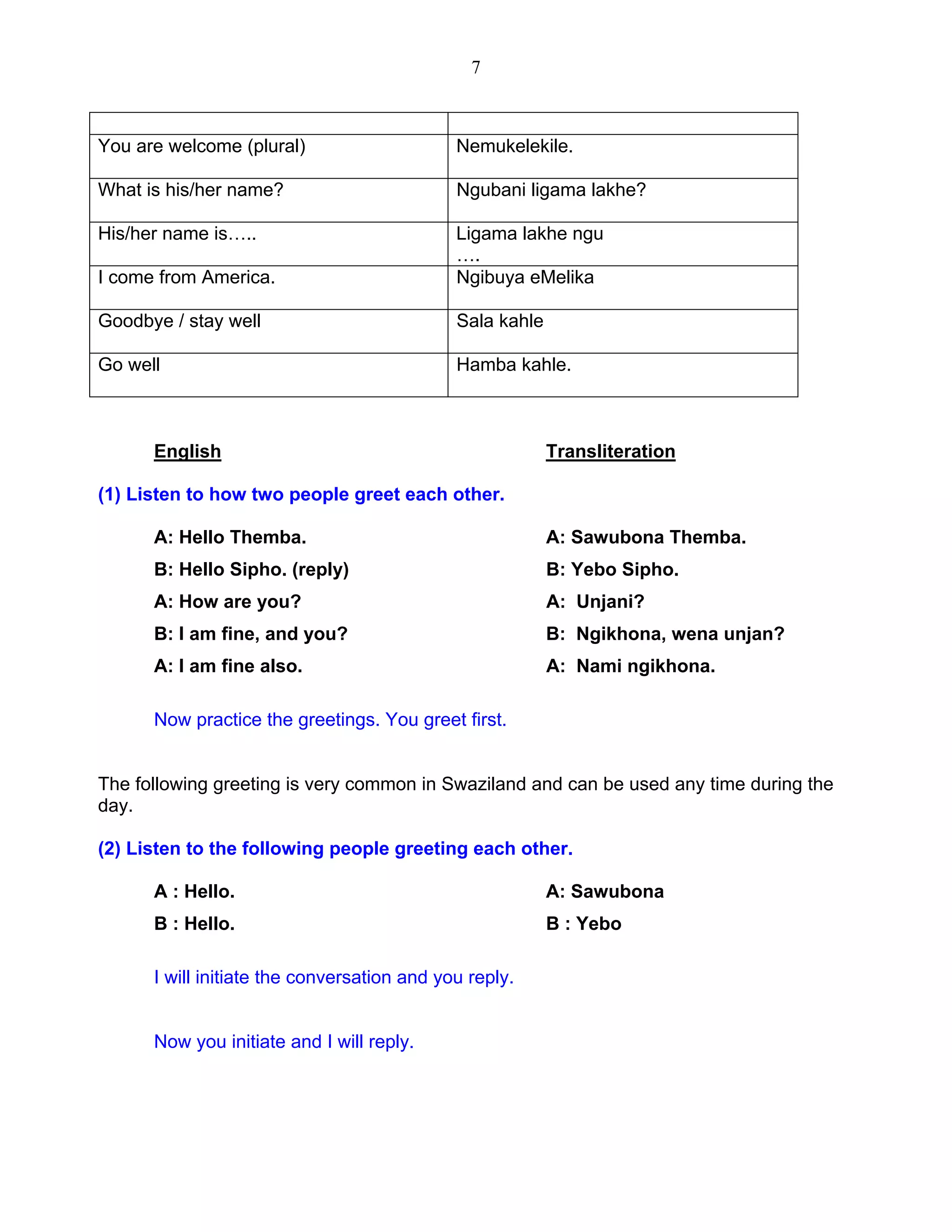 Basic siSwati Language Course | PDF