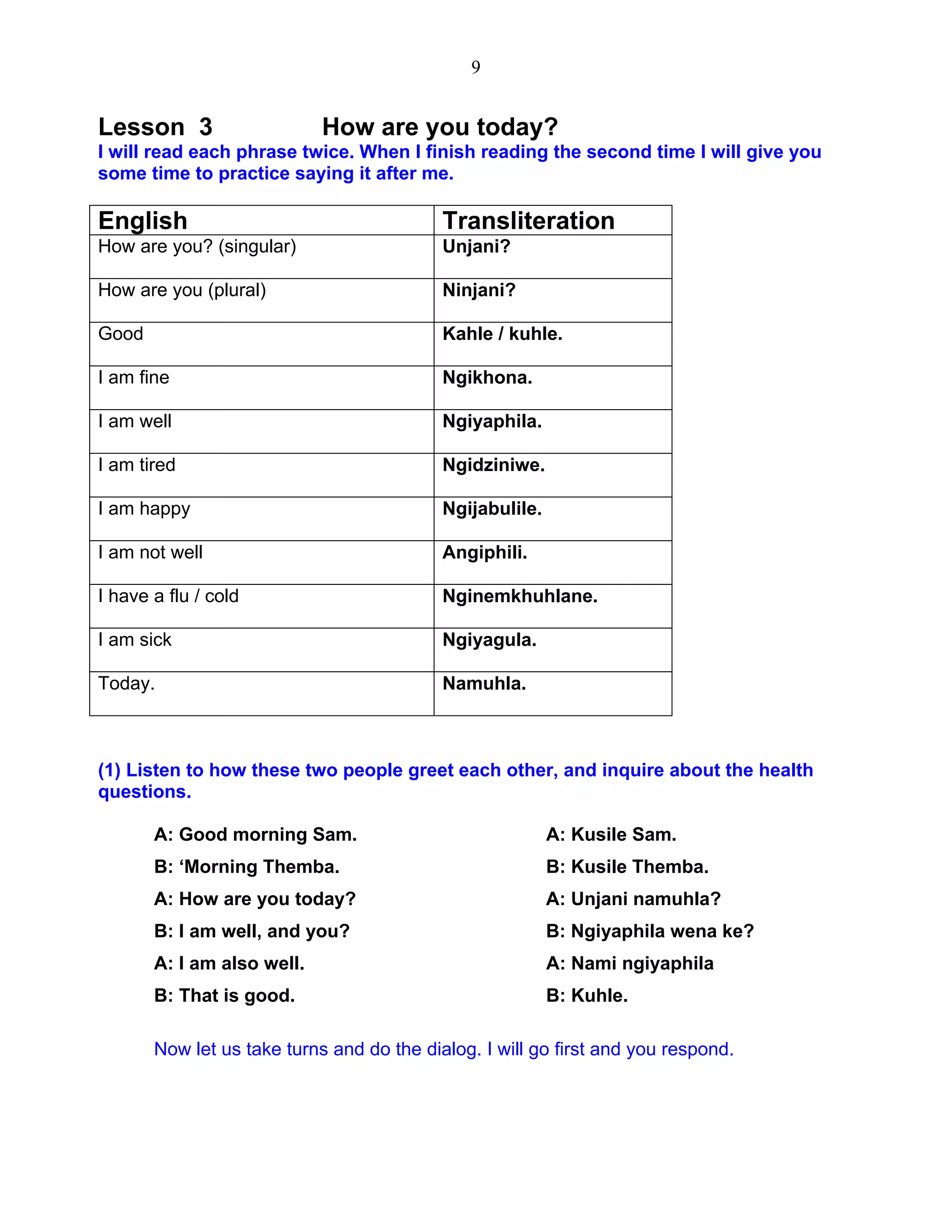 Basic siSwati Language Course | PDF