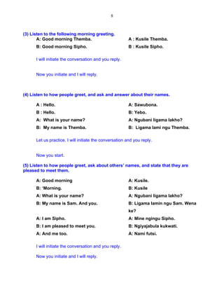 Basic siSwati Language Course | PDF