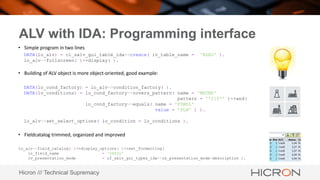 ALV with Integrated Data Access | PPTX | Databases | Computer Software and Applications