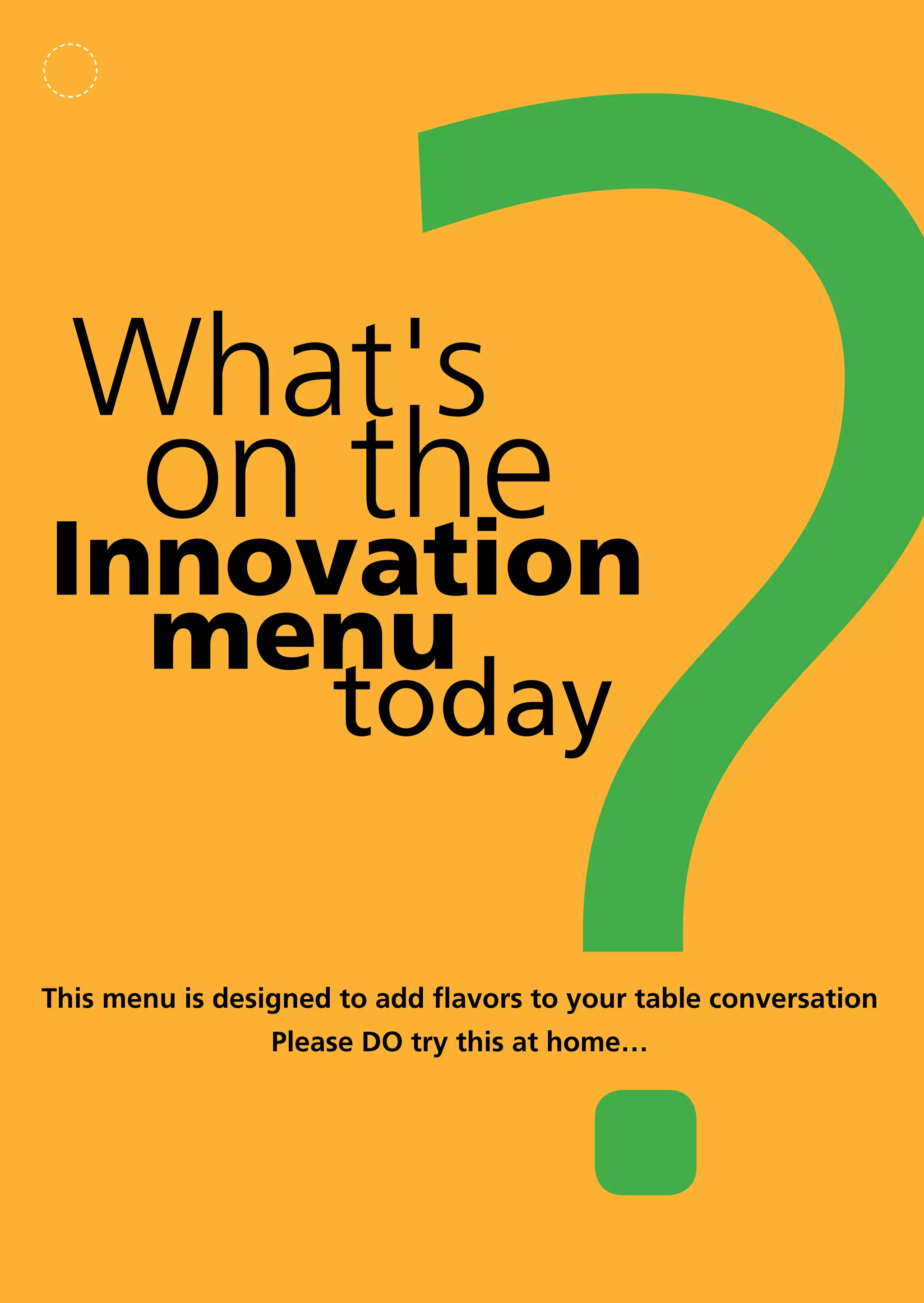 SIT - Innovation Consulting -Innovation Menu | PDF