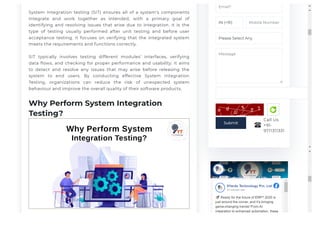 System Integration Testing: Achieving Robustness in Software Systems | PPT
