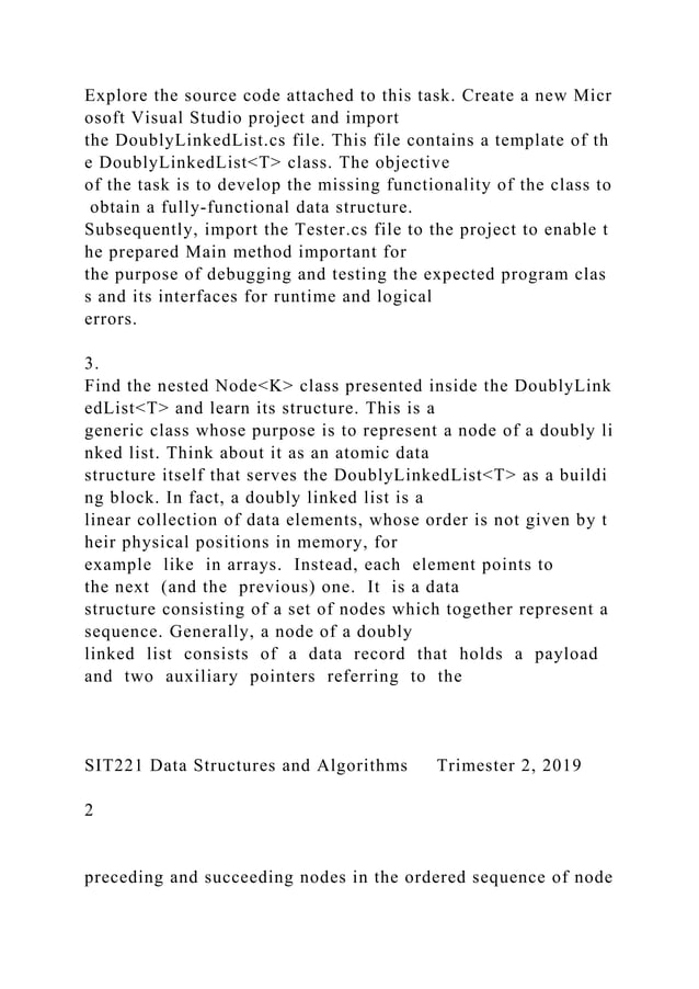 SIT221 Data Structures and Algorithms Trimester 2, 2019 .docx | Programming Languages | Computing