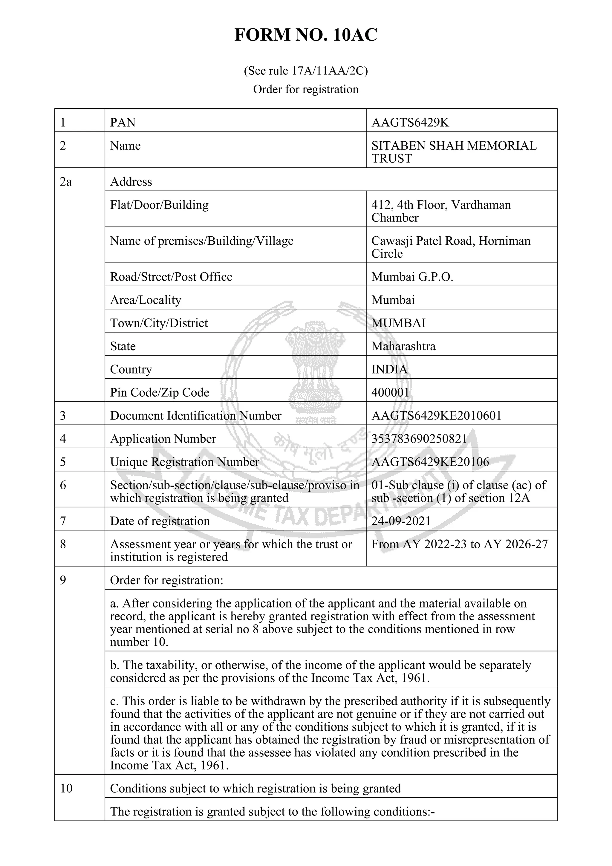 Sitaben Shah Memorial Trust 12A.PDF
