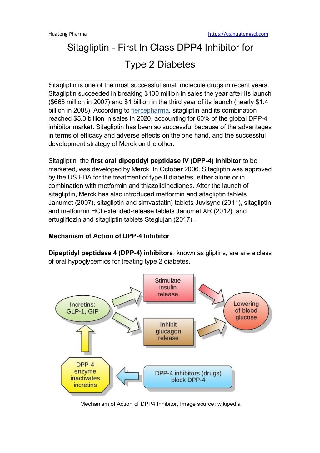 Sitagliptin first in class dpp4 inhibitor for type 2 diabetes