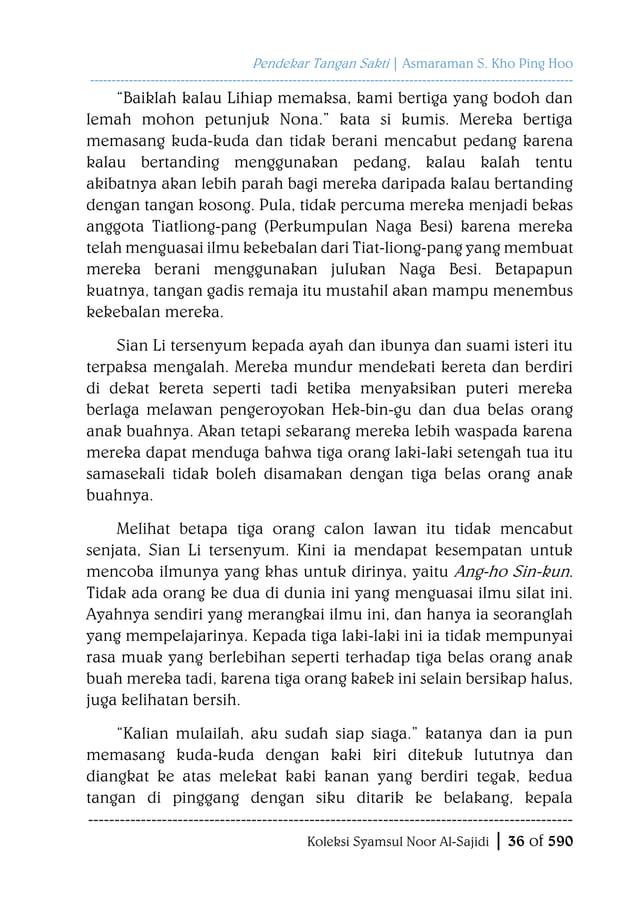 Si Tangan Sakti Kho Ping Hoo | PDF