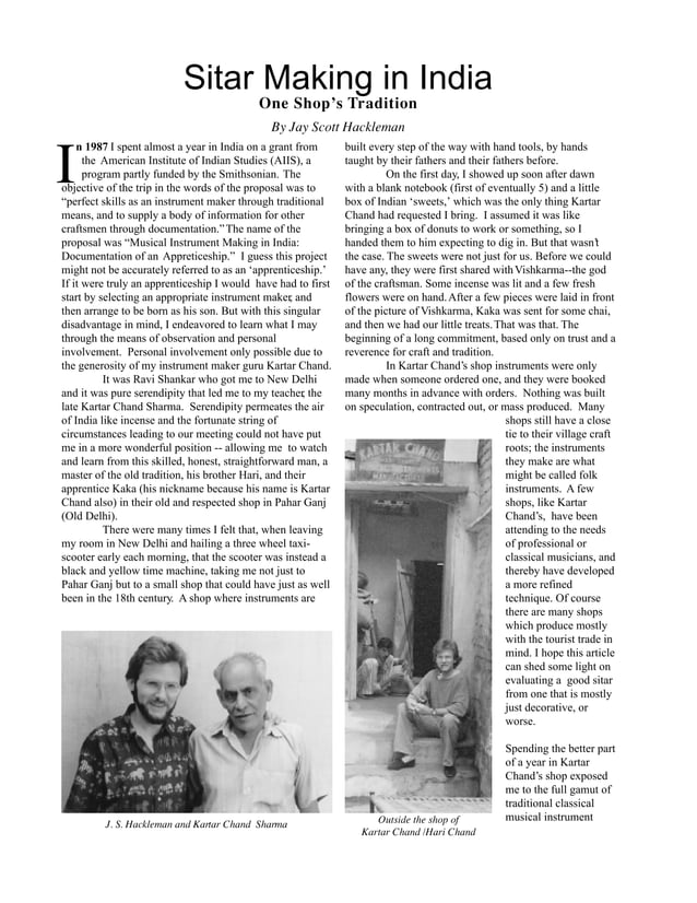 Sitar Making In India | PDF