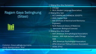 Teknik membuat sitasi yang tepat pada karya tulis ilmiah | PPT