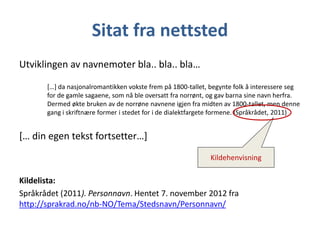 Sitater og kildehenvisninger i fordypningsoppgaven | PPTX