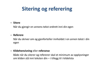 Sitater og kildehenvisninger i fordypningsoppgaven | PPTX