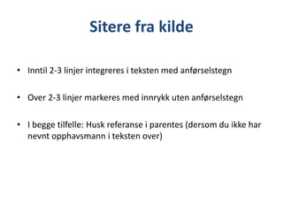 Sitater og kildehenvisninger i fordypningsoppgaven | PPTX