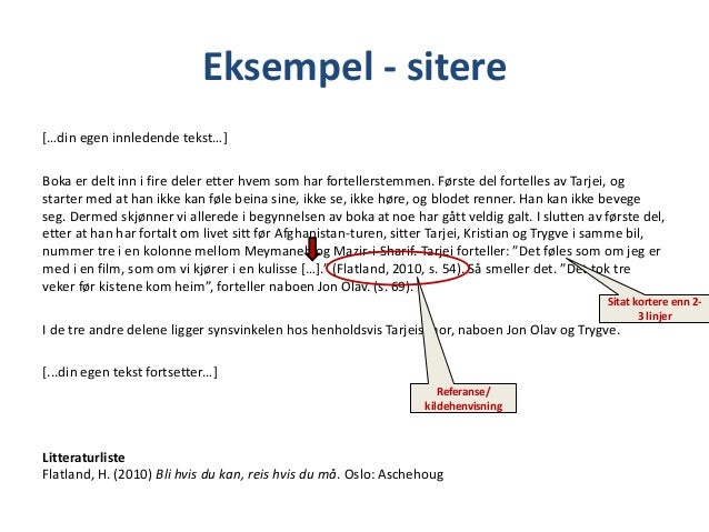 Sitater og kildehenvisninger i fordypningsoppgaven