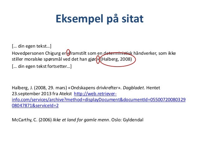 Sitater og kildehenvisninger i fordypningsoppgaven