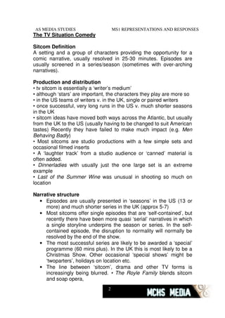 Sitcom case study | PDF | Television | Entertainment