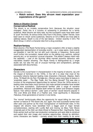 Sitcom case study | PDF | Television | Entertainment