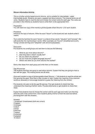 Sitcom information activity | DOC