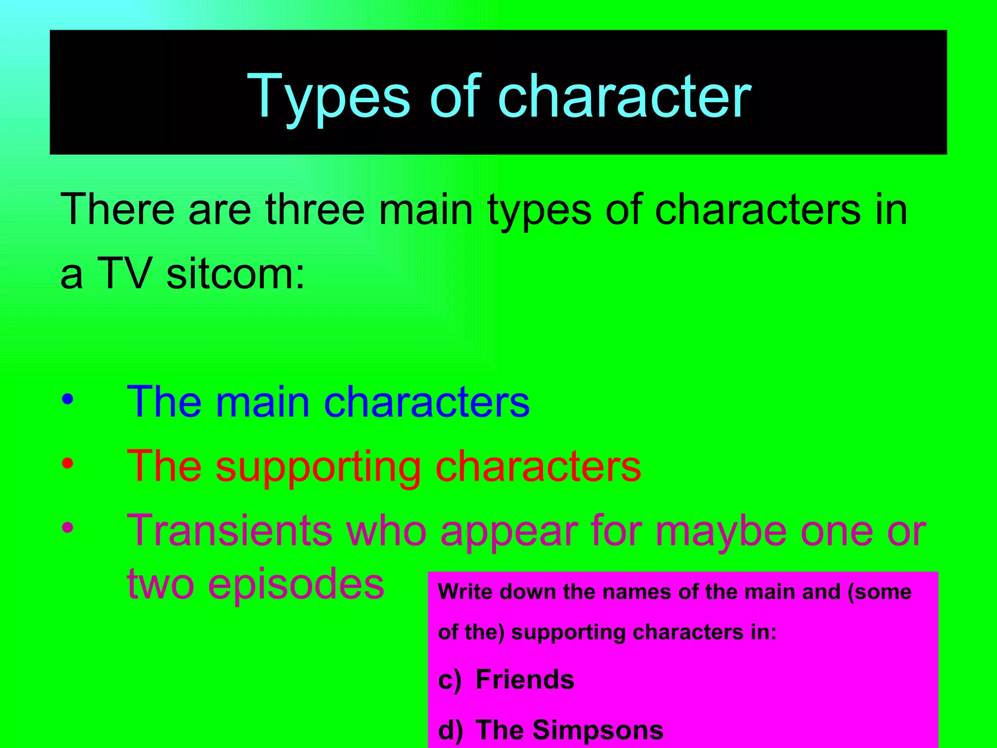 Sitcoms Characters | PPT