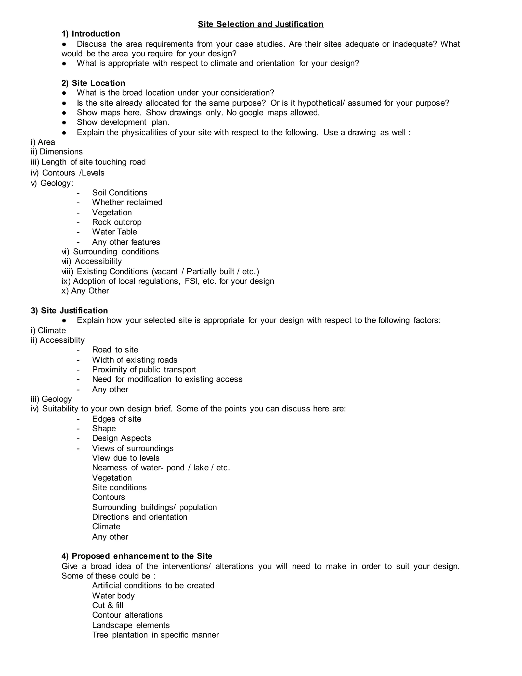 Site selection and justification | DOCX