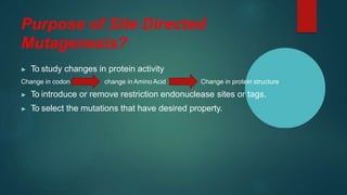 types and examples of Site-directed mutagenesis.pptx