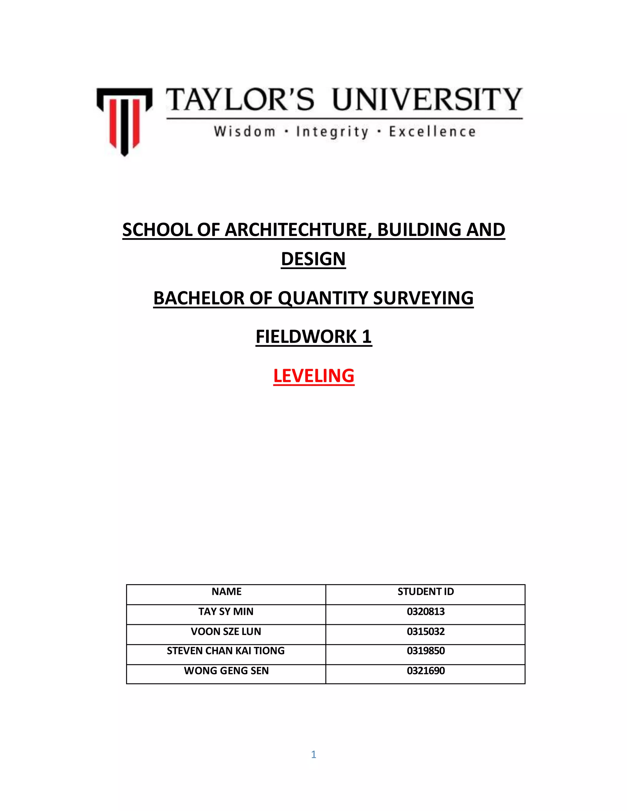 Fieldwork 1 (leveling) | DOCX