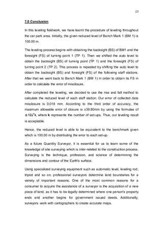 Site surveying-report-leveling | DOCX | Physics | Science